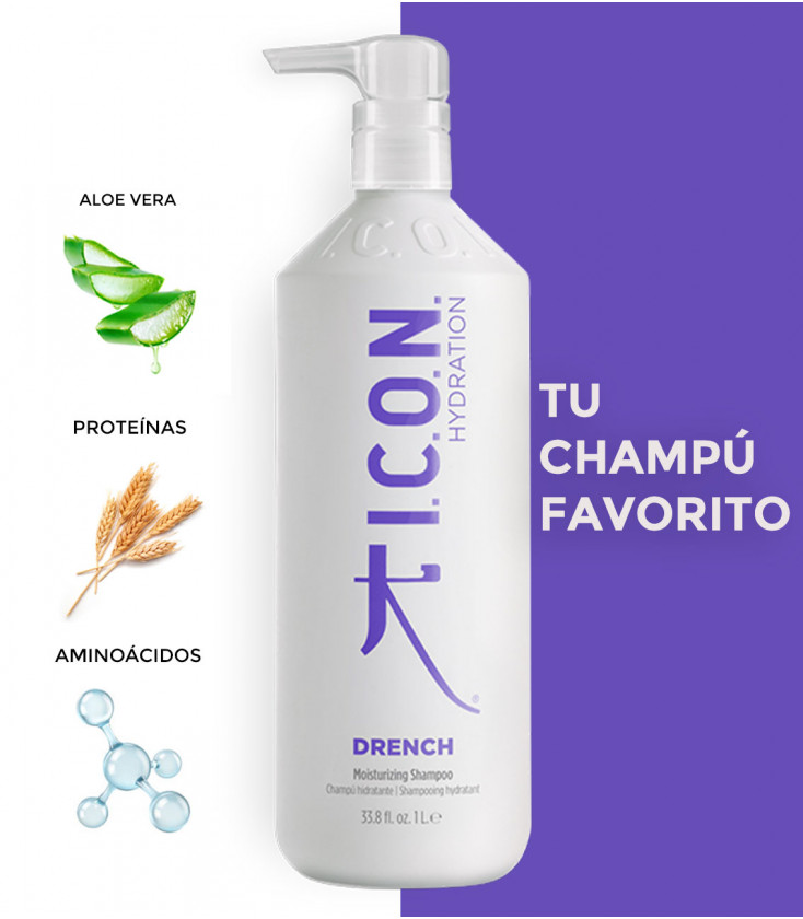 ICON Drench 1L Champú hidratante para cabellos secos